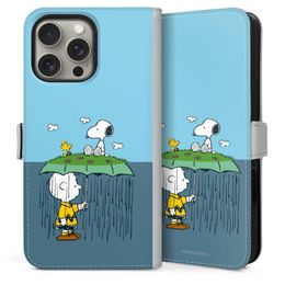 DeinDesign iPhone 16 Pro Handy Klapph&uuml;lle Handyh&uuml;lle aus Kunst Leder wei&szlig; Flip Case Peanuts Children Snoopy Sideflip mit Lasche