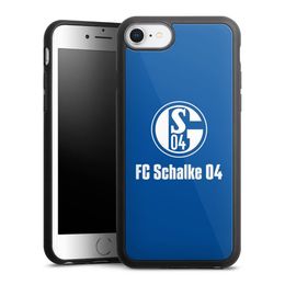DeinDesign iPhone SE (2020) Handy Gallery Case Handyh&uuml;lle 9H Geh&auml;rtetes Glas R&uuml;ckseite H&uuml;lle Official Licensed Product Logo Fc Schalke 04 Gallery Case