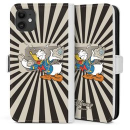 DeinDesign iPhone 11 Handy Klapph&uuml;lle Handyh&uuml;lle aus Kunst Leder wei&szlig; Flip Case Official Licensed Product Donald Duck Disney Sideflip mit Lasche
