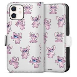 DeinDesign iPhone 12 Handy Klapph&uuml;lle Handyh&uuml;lle aus Kunst Leder wei&szlig; Flip Case Lilo & Stitch Angel Disney Sideflip mit Lasche