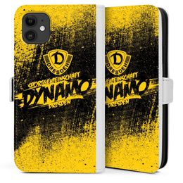 DeinDesign iPhone 11 Handy Klapph&uuml;lle Handyh&uuml;lle aus Kunst Leder wei&szlig; Flip Case Logo Sg Dynamo Dresden Official Licensed Product Sideflip mit Lasche