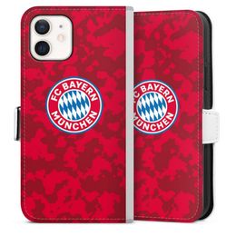 DeinDesign iPhone 12 Handy Klapph&uuml;lle Handyh&uuml;lle aus Kunst Leder wei&szlig; Flip Case Camouflage Fcb Fc Bayern M&uuml;nchen Sideflip mit Lasche