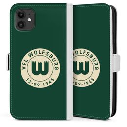 DeinDesign iPhone 11 Handy Klapph&uuml;lle Handyh&uuml;lle aus Kunst Leder wei&szlig; Flip Case 80 Jahre Vfl Wolfsburg Official Licensed Product Sideflip mit Lasche