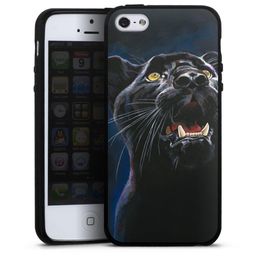DeinDesign iPhone SE (2016-2019) Handy Silikon H&uuml;lle Case schwarz Handyh&uuml;lle Panther Animals Jungle