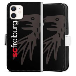 DeinDesign iPhone 12 Handy Klapph&uuml;lle Handyh&uuml;lle aus Kunst Leder wei&szlig; Flip Case Logo Sc Freiburg Official Licensed Product Sideflip mit Lasche