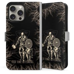 DeinDesign iPhone 16 Pro Handy Klapph&uuml;lle Handyh&uuml;lle aus Kunst Leder wei&szlig; Flip Case Wikinger Vikings Tv Show Designs Sideflip mit Lasche