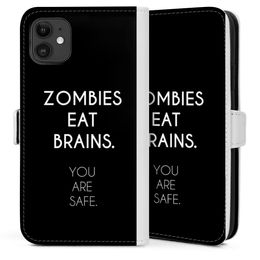 DeinDesign iPhone 11 Handy Klapph&uuml;lle Handyh&uuml;lle aus Kunst Leder wei&szlig; Flip Case Statement Funny Zombie Sideflip mit Lasche