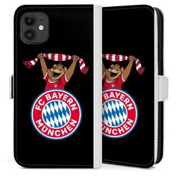 DeinDesign iPhone 11 Handy Klapph&uuml;lle Handyh&uuml;lle aus Kunst Leder wei&szlig; Flip Case Bernie Official Licensed Product Fc Bayern M&uuml;nchen Sideflip mit Lasche