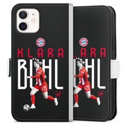 DeinDesign iPhone 12 Handy Klapph&uuml;lle Handyh&uuml;lle aus Kunst Leder wei&szlig; Flip Case Fc Bayern M&uuml;nchen Klara B&uuml;hl Official Licensed Product Sideflip mit Lasche