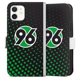 DeinDesign iPhone 12 Handy Klapph&uuml;lle Handyh&uuml;lle aus Kunst Leder wei&szlig; Flip Case Hannover 96 Logo Muster Sideflip mit Lasche