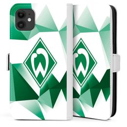 DeinDesign iPhone 11 Handy Klapph&uuml;lle Handyh&uuml;lle aus Kunst Leder wei&szlig; Flip Case Tarnmuster Sv Werder Bremen Official Licensed Product Sideflip mit Lasche