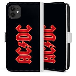 DeinDesign iPhone 11 Handy Klapph&uuml;lle Handyh&uuml;lle aus Kunst Leder wei&szlig; Flip Case Official Licensed Product Acdc Logo Sideflip mit Lasche