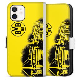 DeinDesign iPhone 12 Handy Klapph&uuml;lle Handyh&uuml;lle aus Kunst Leder wei&szlig; Flip Case Stadium Bvb Borussia Dortmund Sideflip mit Lasche
