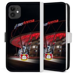 DeinDesign iPhone 11 Handy Klapph&uuml;lle Handyh&uuml;lle aus Kunst Leder wei&szlig; Flip Case Official Licensed Product Bayer 04 Leverkusen Stadium Sideflip mit Lasche