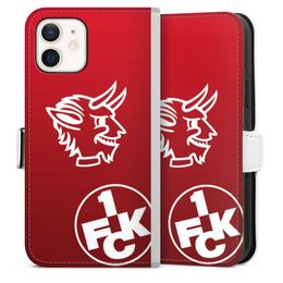 DeinDesign iPhone 12 Handy Klapph&uuml;lle Handyh&uuml;lle aus Kunst Leder wei&szlig; Flip Case 1. Fc Kaiserslautern Official Licensed Product Devil Sideflip mit Lasche