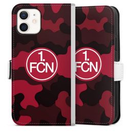 DeinDesign iPhone 12 Handy Klapph&uuml;lle Handyh&uuml;lle aus Kunst Leder wei&szlig; Flip Case Logo 1. Fc N&uuml;rnberg 1. Fcn Sideflip mit Lasche