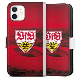 DeinDesign iPhone 12 Handy Klapph&uuml;lle Handyh&uuml;lle aus Kunst Leder wei&szlig; Flip Case Vfb Stuttgart Official Licensed Product Stadium Sideflip mit Lasche