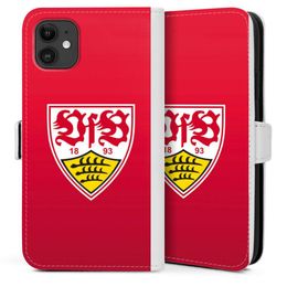 DeinDesign iPhone 11 Handy Klapph&uuml;lle Handyh&uuml;lle aus Kunst Leder wei&szlig; Flip Case Logo Official Licensed Product Vfb Stuttgart Sideflip mit Lasche