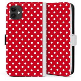 DeinDesign iPhone 11 Handy Klapph&uuml;lle Handyh&uuml;lle aus Kunst Leder wei&szlig; Flip Case Points Polka Dots Retro Sideflip mit Lasche