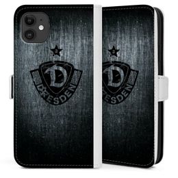 DeinDesign iPhone 11 Handy Klapph&uuml;lle Handyh&uuml;lle aus Kunst Leder wei&szlig; Flip Case Sg Dynamo Dresden Official Licensed Product Vintage Sideflip mit Lasche