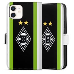 DeinDesign iPhone 12 Handy Klapph&uuml;lle Handyh&uuml;lle aus Kunst Leder wei&szlig; Flip Case Logo Gladbach Borussia M&ouml;nchengladbach Sideflip mit Lasche