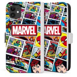 DeinDesign iPhone 11 Handy Klapph&uuml;lle Handyh&uuml;lle aus Kunst Leder wei&szlig; Flip Case Muster Comic Marvel Sideflip mit Lasche