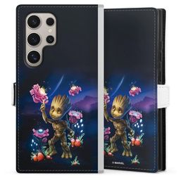 DeinDesign Galaxy S24 Ultra Handy Klapph&uuml;lle Handyh&uuml;lle aus Kunst Leder wei&szlig; Flip Case Baby Groot Marvel Guardians Of The Galaxy Sideflip mit Lasche