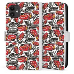DeinDesign iPhone 11 Handy Klapph&uuml;lle Handyh&uuml;lle aus Kunst Leder wei&szlig; Flip Case Cars Lightning Mcqueen 95 Disney Pixar Sideflip mit Lasche