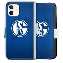 DeinDesign iPhone 12 Handy Klapph&uuml;lle Handyh&uuml;lle aus Kunst Leder wei&szlig; Flip Case Official Licensed Product Fc Schalke 04 Schalke 04 Sideflip mit Lasche