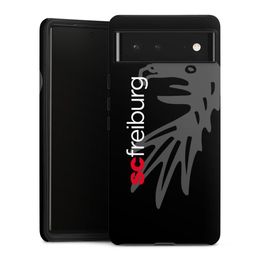 DeinDesign Google Pixel 6 Handy Panzer Handyh&uuml;lle robuste Outdoor H&uuml;lle Schutzh&uuml;lle matt Logo Sc Freiburg Official Licensed Product Tough Case