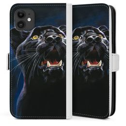 DeinDesign iPhone 11 Handy Klapph&uuml;lle Handyh&uuml;lle aus Kunst Leder wei&szlig; Flip Case Panther Animals Jungle Sideflip mit Lasche