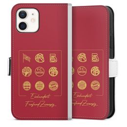 DeinDesign iPhone 12 Handy Klapph&uuml;lle Handyh&uuml;lle aus Kunst Leder wei&szlig; Flip Case Fcb 125 Jahre Fc Bayern M&uuml;nchen Merchandise Sideflip mit Lasche