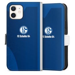 DeinDesign iPhone 12 Handy Klapph&uuml;lle Handyh&uuml;lle aus Kunst Leder wei&szlig; Flip Case Official Licensed Product Bundesliga Fc Schalke 04 Sideflip mit Lasche