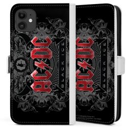 DeinDesign iPhone 11 Handy Klapph&uuml;lle Handyh&uuml;lle aus Kunst Leder wei&szlig; Flip Case Merchandise Black Ice Acdc Sideflip mit Lasche