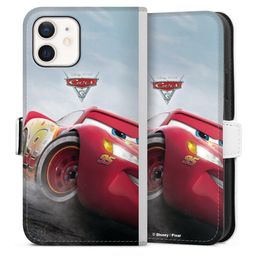 DeinDesign iPhone 12 Handy Klapph&uuml;lle Handyh&uuml;lle aus Kunst Leder wei&szlig; Flip Case Lightning Mcqueen 95 Official Licensed Product Cars Sideflip mit Lasche