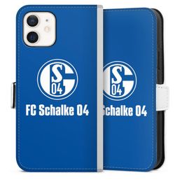 DeinDesign iPhone 12 Handy Klapph&uuml;lle Handyh&uuml;lle aus Kunst Leder wei&szlig; Flip Case Fc Schalke 04 Official Licensed Product Logo Sideflip mit Lasche