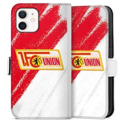 DeinDesign iPhone 12 Handy Klapph&uuml;lle Handyh&uuml;lle aus Kunst Leder wei&szlig; Flip Case 1. Fc Union Berlin Logo Official Licensed Product Sideflip mit Lasche
