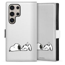 DeinDesign Galaxy S24 Ultra Handy Klapph&uuml;lle Handyh&uuml;lle aus Kunst Leder wei&szlig; Flip Case Official Licensed Product Snoopy Peanuts Sideflip mit Lasche