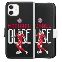DeinDesign iPhone 12 Handy Klapph&uuml;lle Handyh&uuml;lle aus Kunst Leder wei&szlig; Flip Case Fc Bayern M&uuml;nchen Michael Olise Official Licensed Product Sideflip mit Lasche