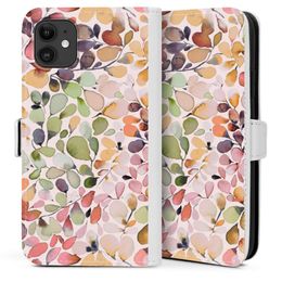 DeinDesign iPhone 11 Handy Klapph&uuml;lle Handyh&uuml;lle aus Kunst Leder wei&szlig; Flip Case Eukalyptus Muster Pattern Sideflip mit Lasche