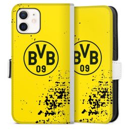 DeinDesign iPhone 12 Handy Klapph&uuml;lle Handyh&uuml;lle aus Kunst Leder wei&szlig; Flip Case Borussia Dortmund Borusse Official Licensed Product Sideflip mit Lasche
