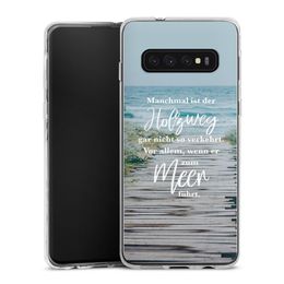 DeinDesign Galaxy S10 Plus Handy Silikon H&uuml;lle Case transparent Handyh&uuml;lle Statement Beach Spruch Silikon Case