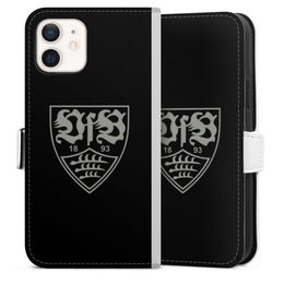 DeinDesign iPhone 12 Handy Klapph&uuml;lle Handyh&uuml;lle aus Kunst Leder wei&szlig; Flip Case Official Licensed Product Vfb Stuttgart Logo Sideflip mit Lasche