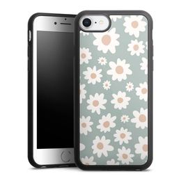 DeinDesign iPhone SE (2020) Handy Gallery Case Handyh&uuml;lle 9H Geh&auml;rtetes Glas R&uuml;ckseite H&uuml;lle Daisy Muster Flowers Gallery Case