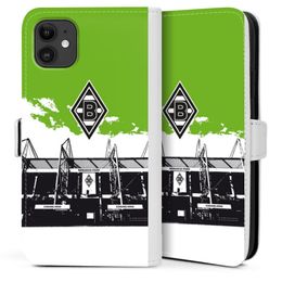 DeinDesign iPhone 11 Handy Klapph&uuml;lle Handyh&uuml;lle aus Kunst Leder wei&szlig; Flip Case Merchandise Borussia M&ouml;nchengladbach Stadium Sideflip mit Lasche