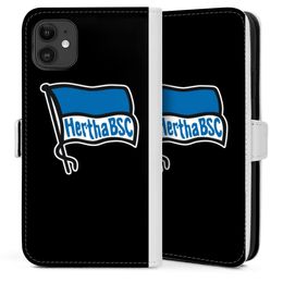 DeinDesign iPhone 11 Handy Klapph&uuml;lle Handyh&uuml;lle aus Kunst Leder wei&szlig; Flip Case Official Licensed Product Logo Hertha Bsc Sideflip mit Lasche
