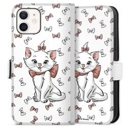 DeinDesign iPhone 12 Handy Klapph&uuml;lle Handyh&uuml;lle aus Kunst Leder wei&szlig; Flip Case Cat Aristocats Mary Disney Sideflip mit Lasche