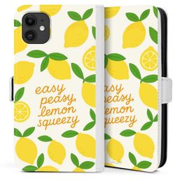 DeinDesign iPhone 11 Handy Klapph&uuml;lle Handyh&uuml;lle aus Kunst Leder wei&szlig; Flip Case Spruch Statement Lemon Sideflip mit Lasche