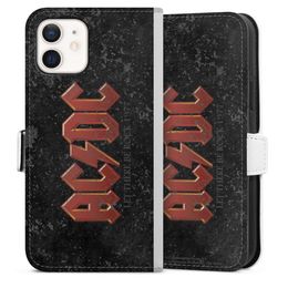 DeinDesign iPhone 12 Handy Klapph&uuml;lle Handyh&uuml;lle aus Kunst Leder wei&szlig; Flip Case Acdc Merchandise Logo Sideflip mit Lasche