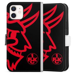 DeinDesign iPhone 12 Handy Klapph&uuml;lle Handyh&uuml;lle aus Kunst Leder wei&szlig; Flip Case 1. Fc Kaiserslautern Logo Official Licensed Product Sideflip mit Lasche